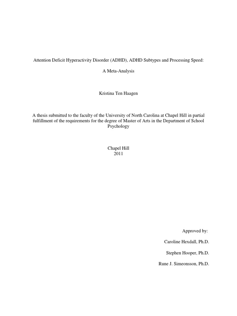 ADHD Masters Thesis Processing Speed | Download Free PDF | Attention ...