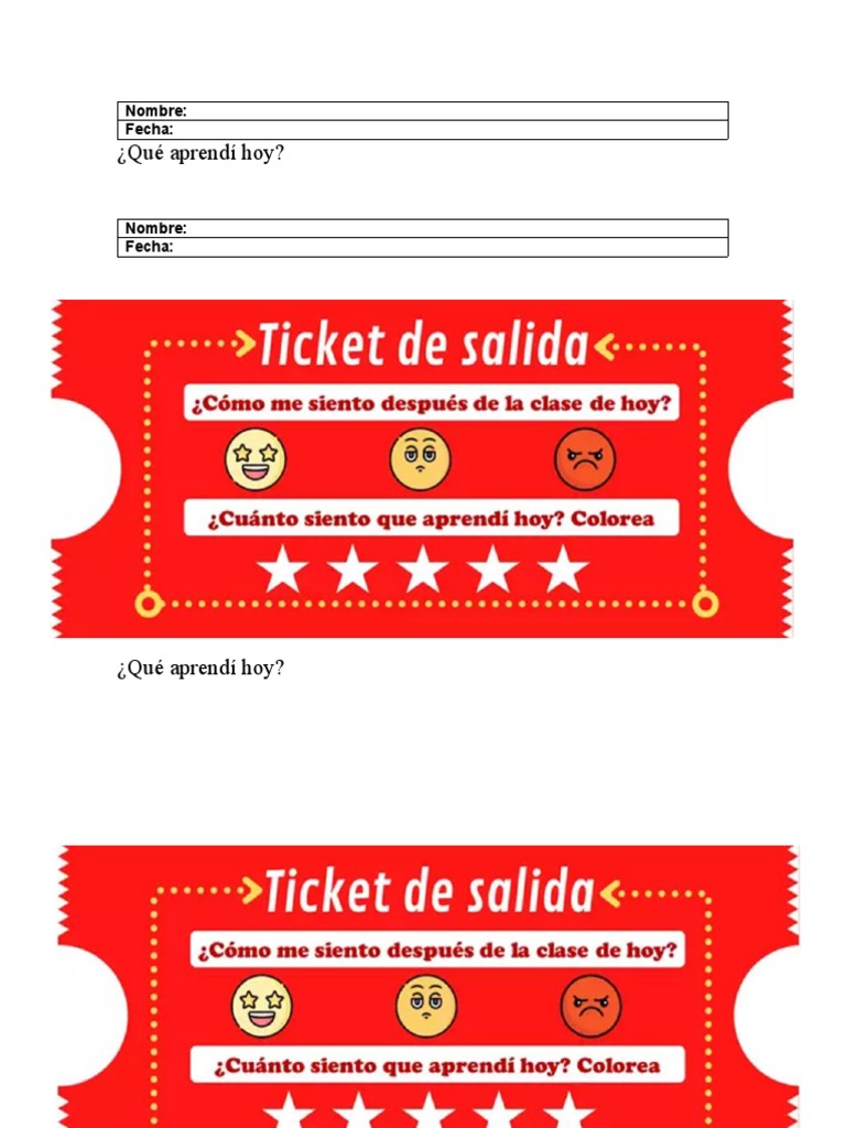 Ticket de salida editable | PDF