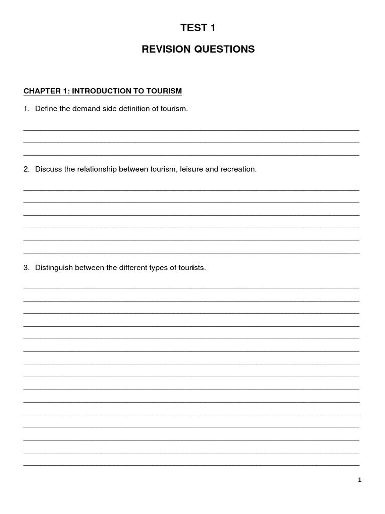 Test 1 Revision Questions | PDF