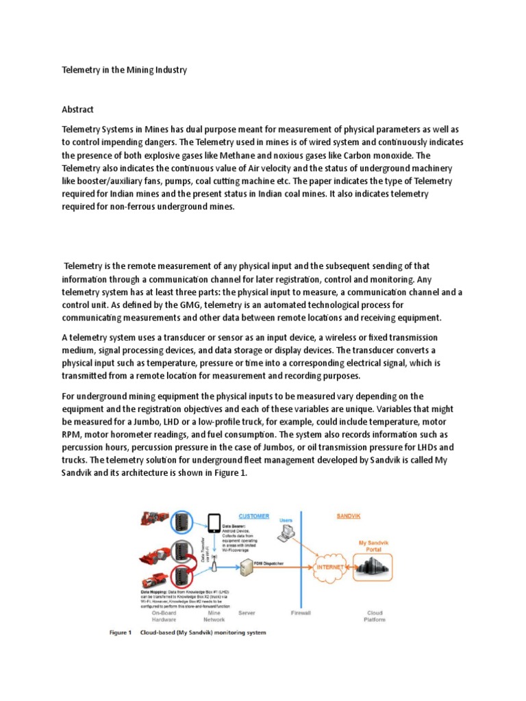 Telemetry in The Mining Industry | Download Free PDF | Telemetry | Cloud Computing