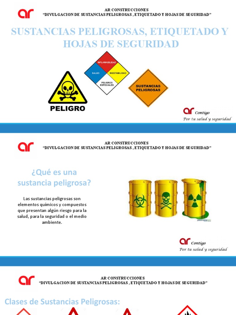 SUSTANCIAS PELIGROSAS ROTULADO Y HOJAS DE SEGURIDAD | PDF | Sustancias químicas | La seguridad