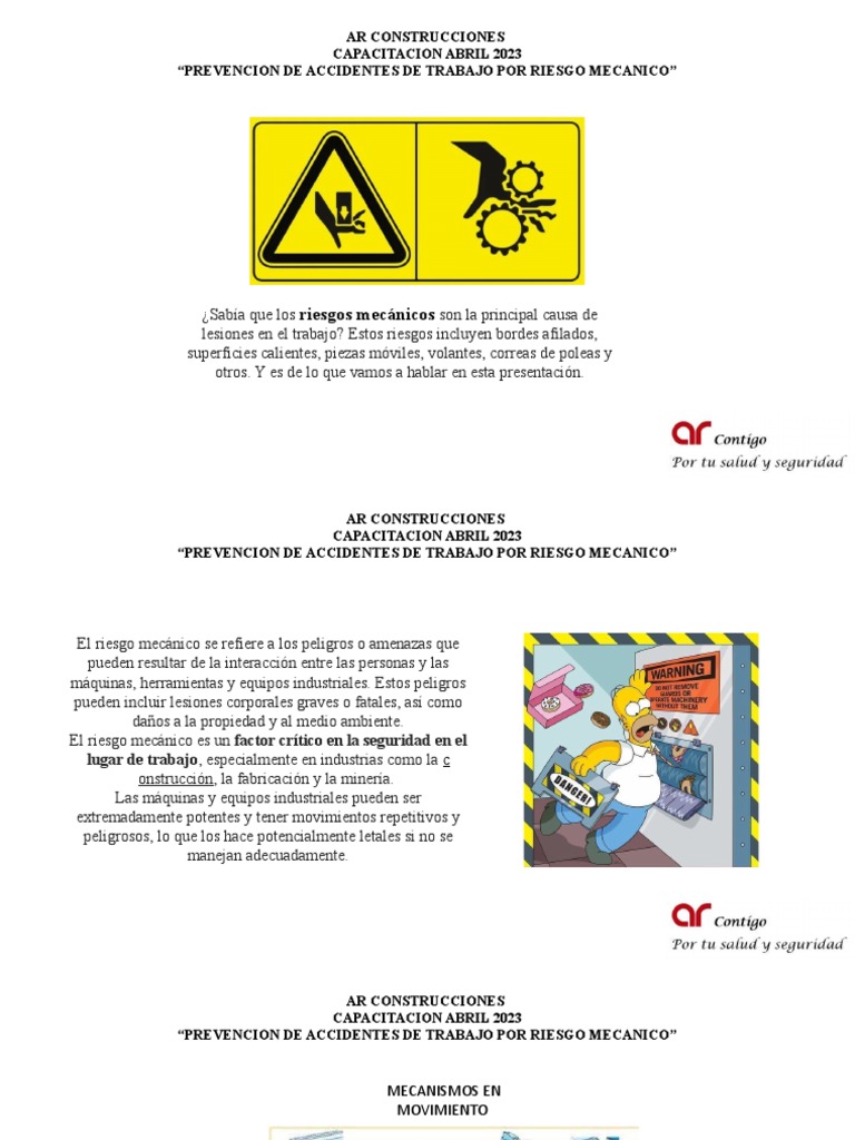 Prevencion Accidentes de Trabajo Por Riesgo Mecanico | PDF ...