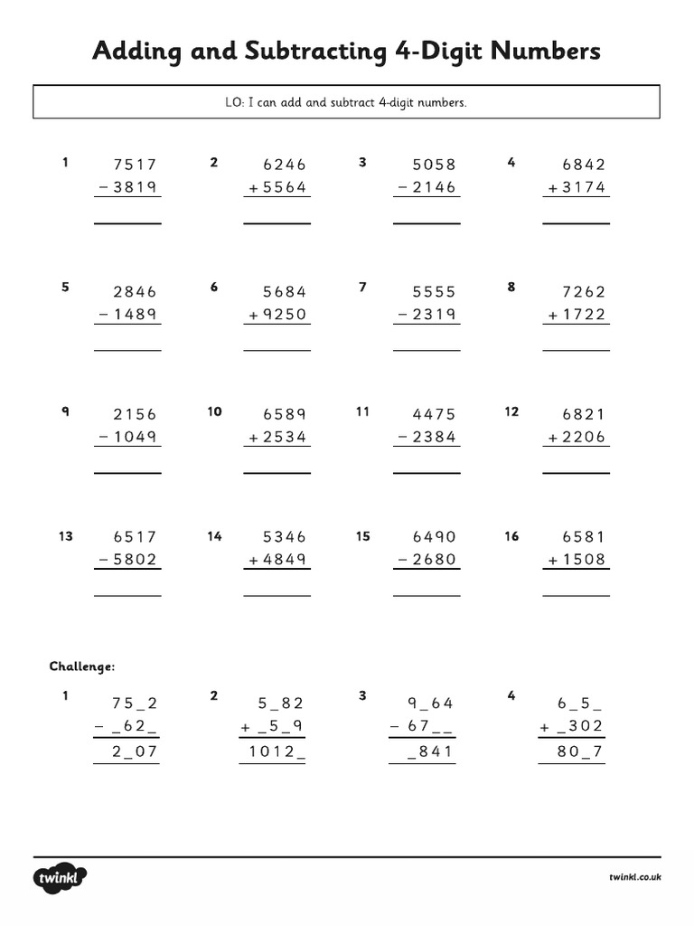 T2-M-1525-Adding-and-Subtracting-4-Digit-Numbers-With-Exchanging-or ...