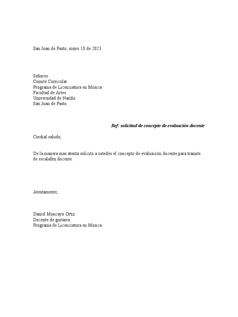 Carta Comité Curricular | PDF Carta Comité Curricular | PDF