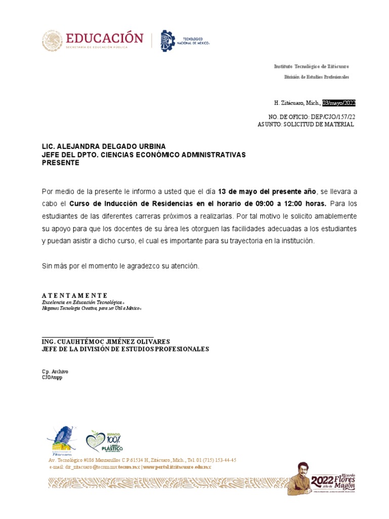 Oficio Permiso Academicos | PDF | Ingeniería