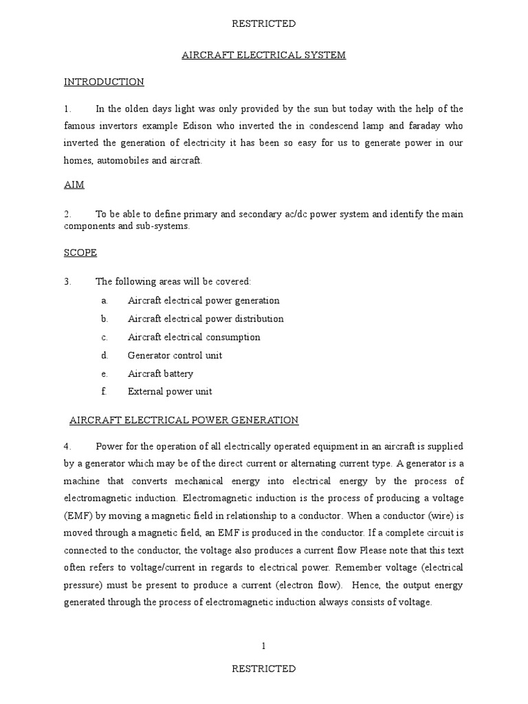 Aircraft Electrical System | PDF | Power Inverter | Electric Generator
