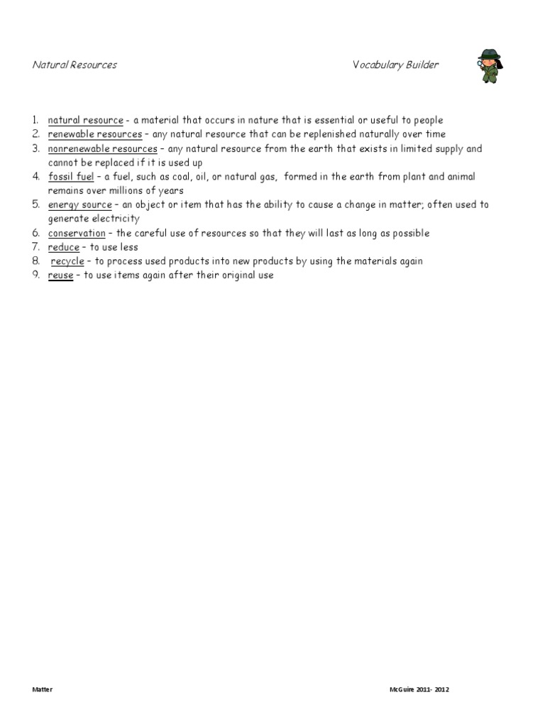 Natural Resources Vocabulary Guide | PDF
