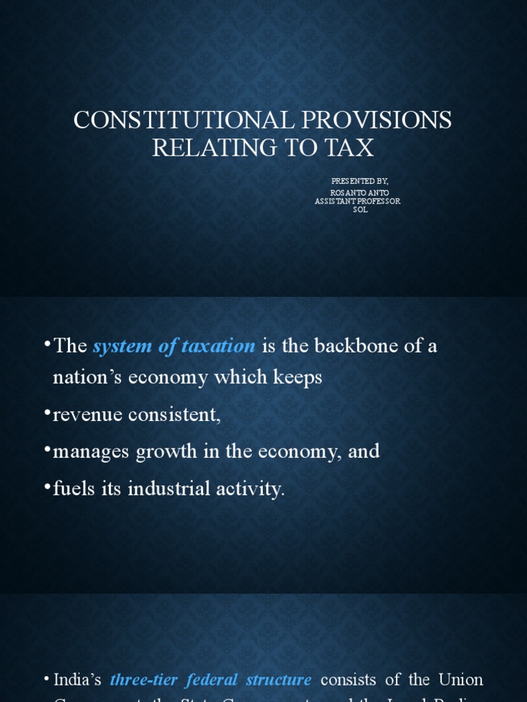 Constitutional Taxation Provisions in India | PDF | Taxes | Excise