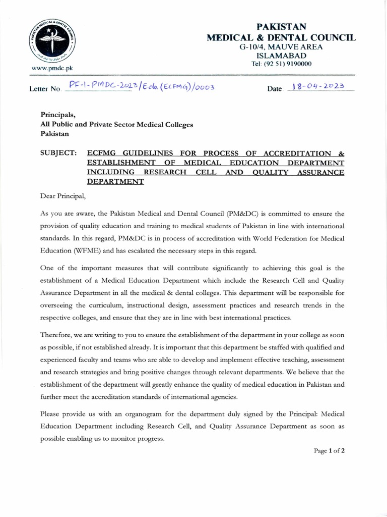 Letter To Medical Colleges 18-04-2023 | PDF | Quality Assurance ...