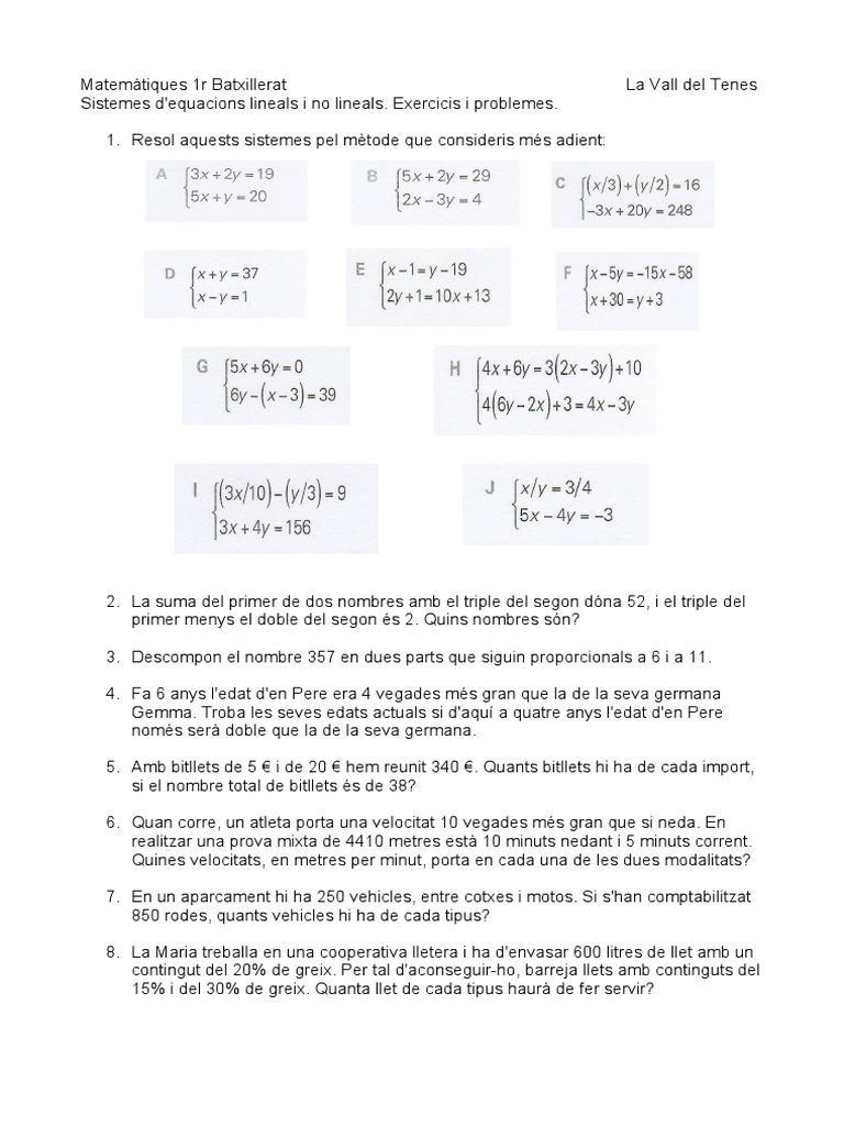 Sistemes Eq Linials I No Linials | PDF