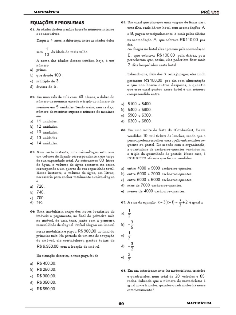 04_MATEMATICA_APOSTILA DE NIVELAMENTO | PDF