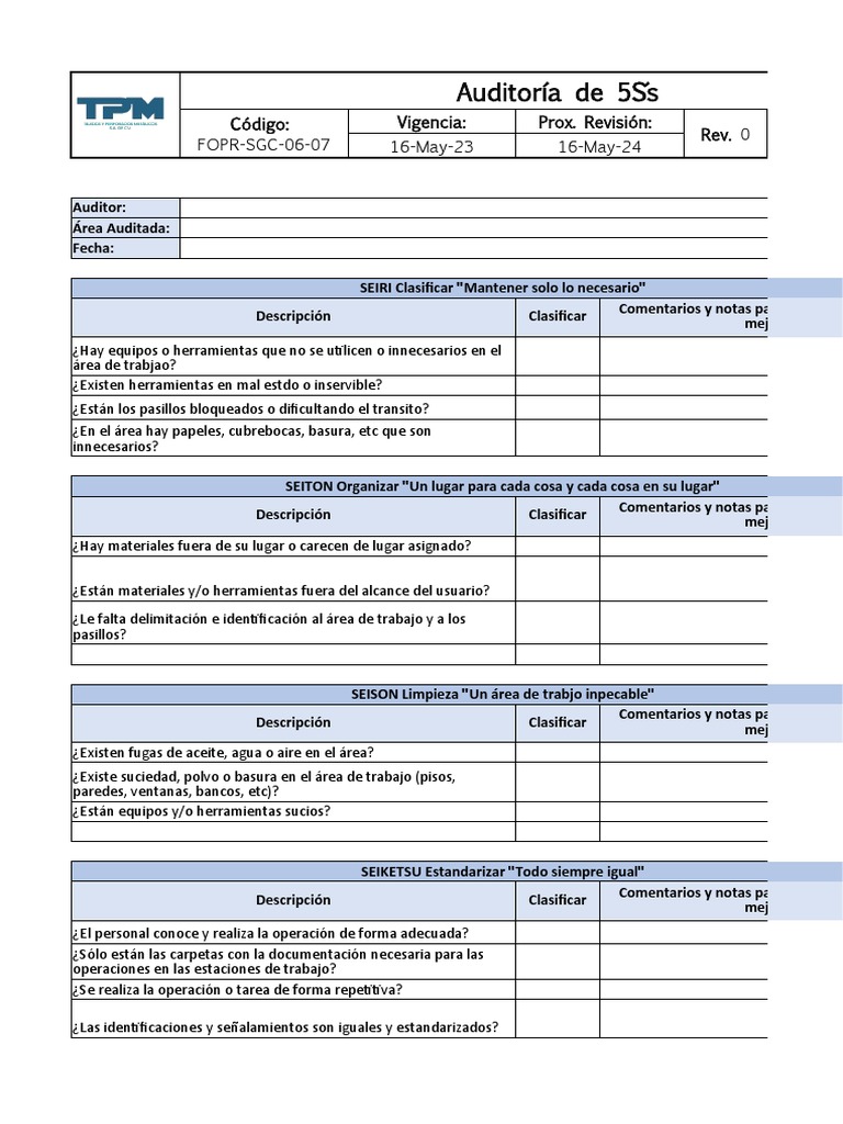 Formato Auditoria 5 S | PDF | Business | Informática