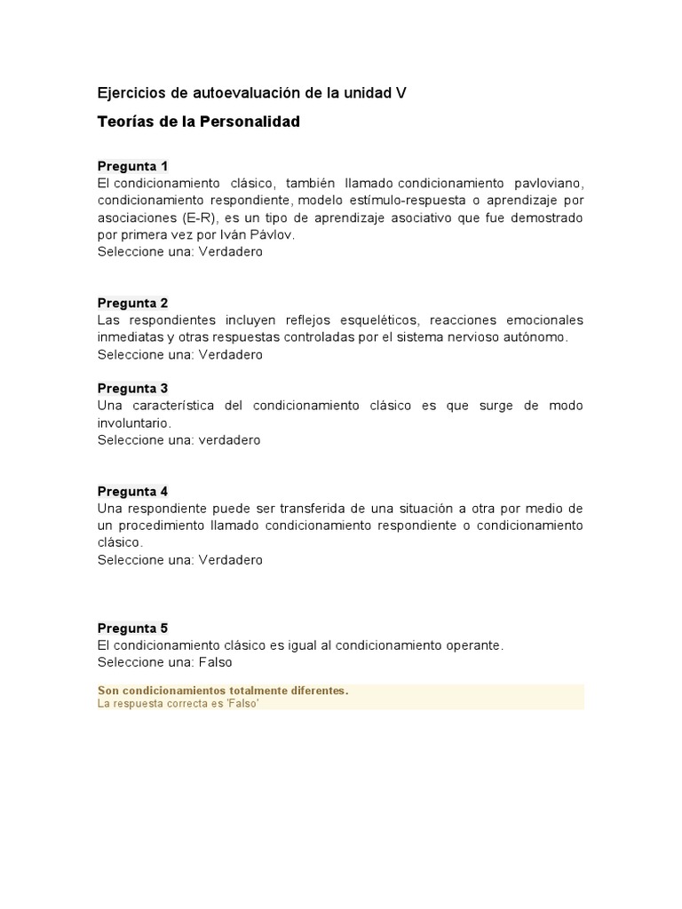 5ta. Semana. Ejercicios de Autoevaluación de La Unidad V | PDF