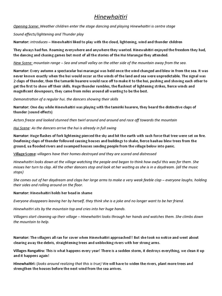 Hinewhaitiri Retell Play | PDF