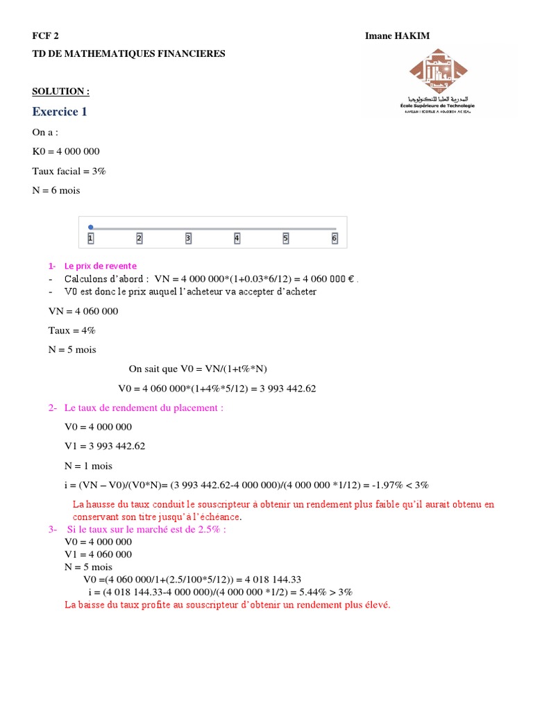 TD Math Financiére 1ET2 | PDF | Argent