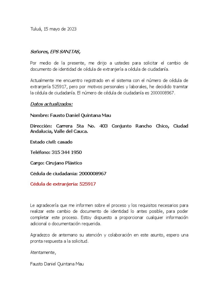 Carta Eps Sanitas Pdf