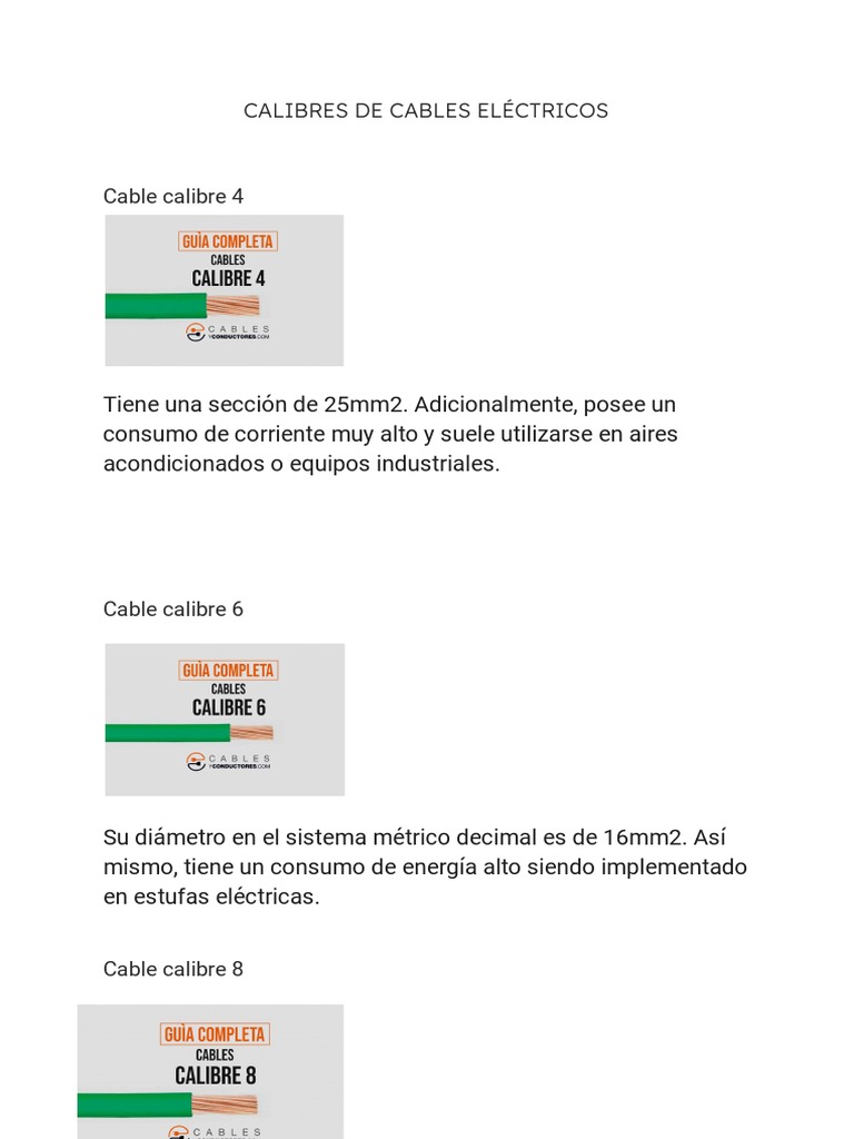 Calibres de Cables Eléctricos | PDF