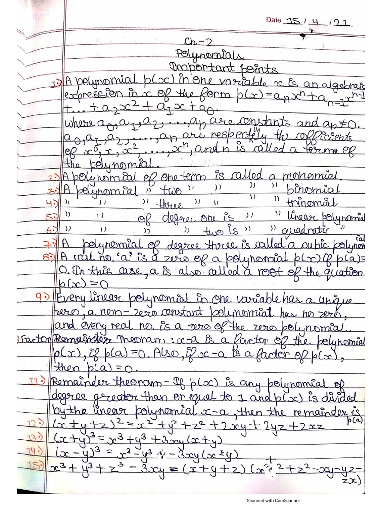 CH-2 Polynomials Sanyam | PDF CH-2 Polynomials Sanyam | PDF