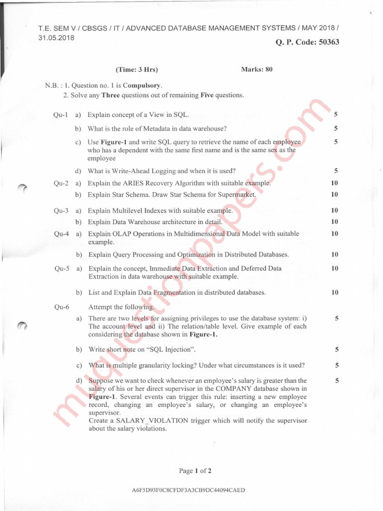 Te-It Sem5 Adbms May18 | PDF