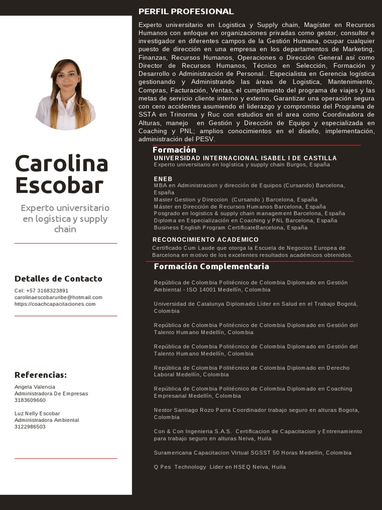 CV Carolina Escobar 2022 | PDF | Logística | Colombia