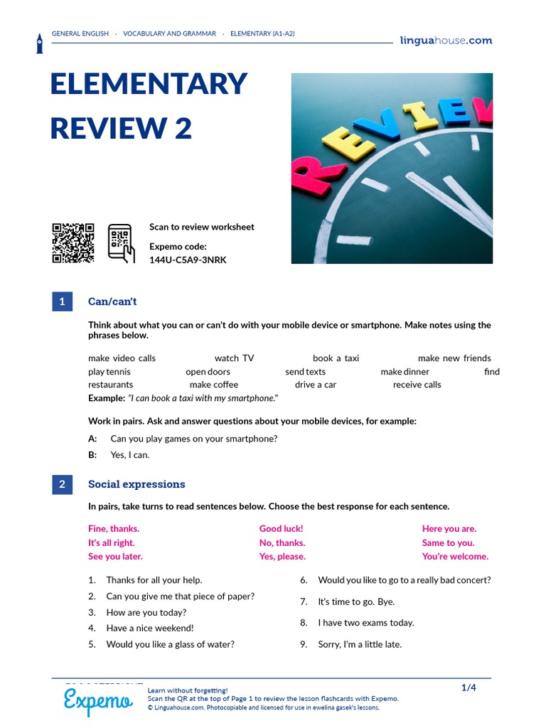 Elementary Review 2 British English Teacher Ver2 | PDF | Linguistics