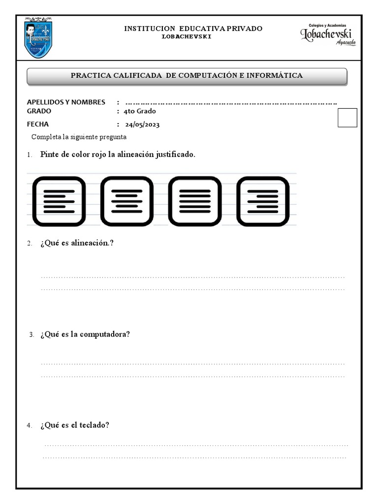 Exámenes de Computación 4to Grado | PDF | Juegos y actividades ...