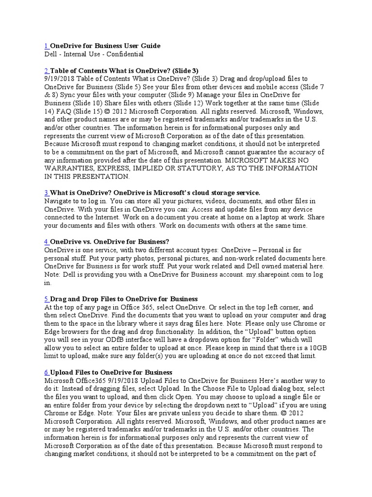 1 OneDrive for Business User Guide | PDF | Computer File | Mobile App