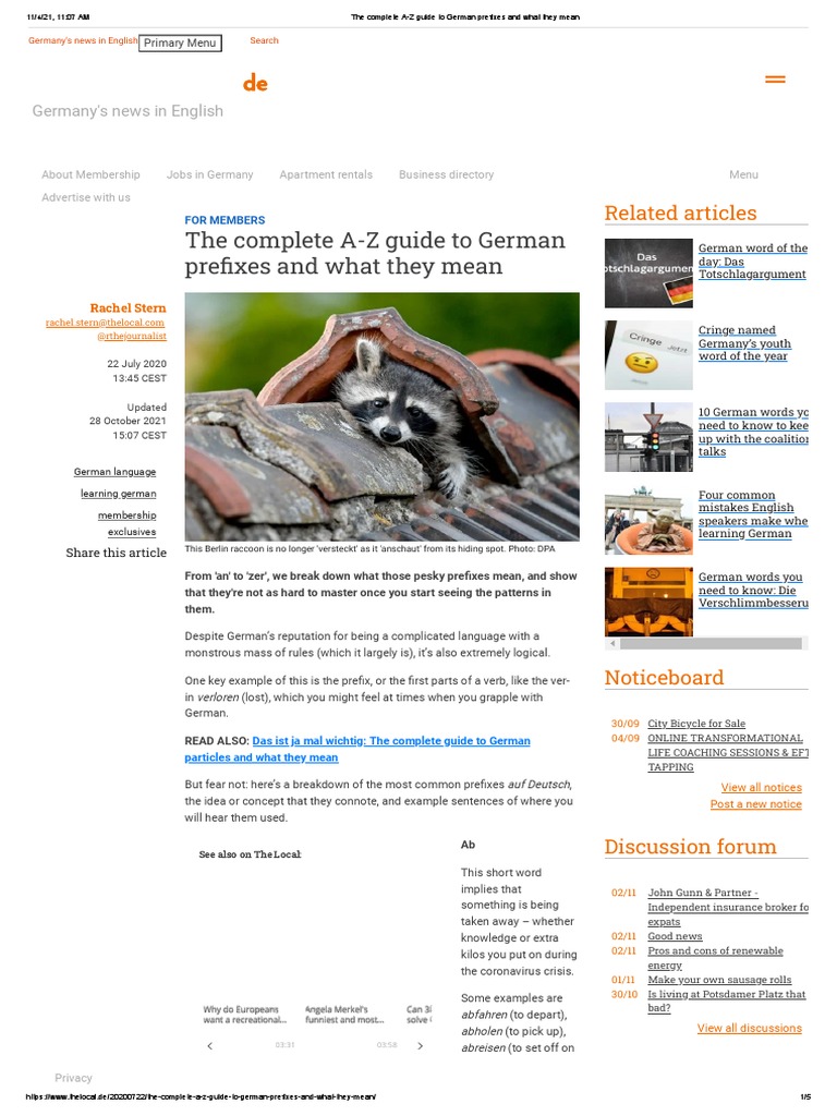 The Complete A-Z Guide To German Prefixes and What They Mean | PDF