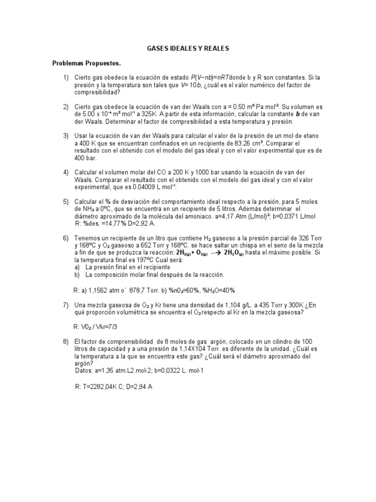Gases Ideales y Reales | PDF