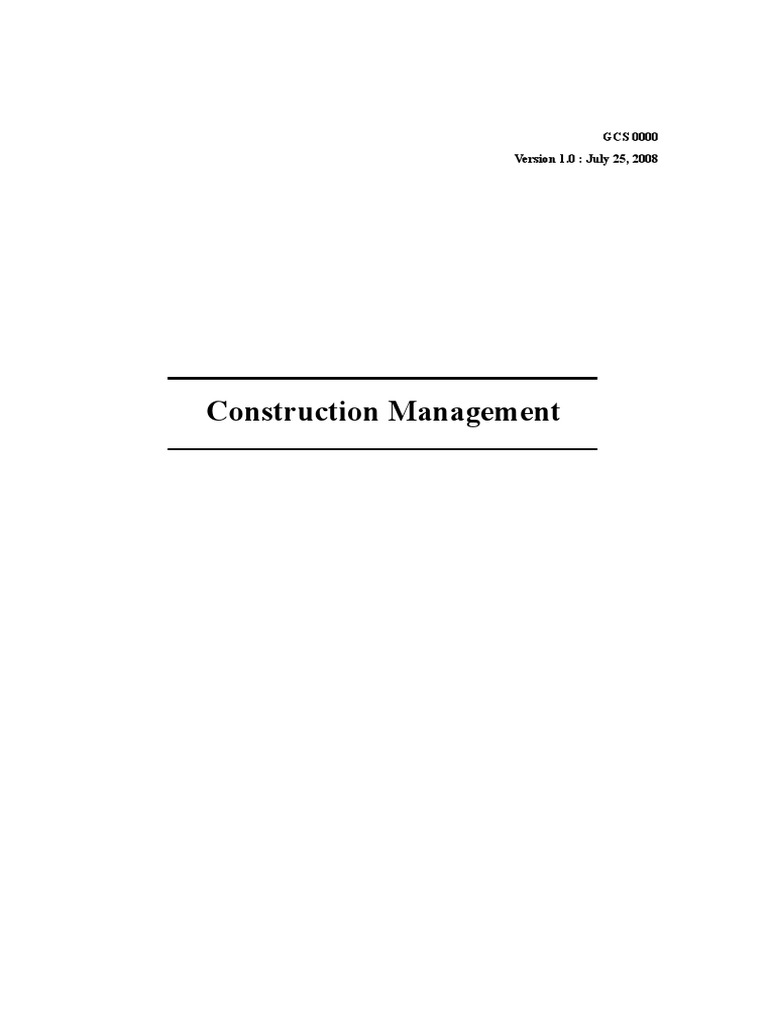 GCS 0000-Construction Management (200808) | PDF | Safety | Specification (Technical Standard)