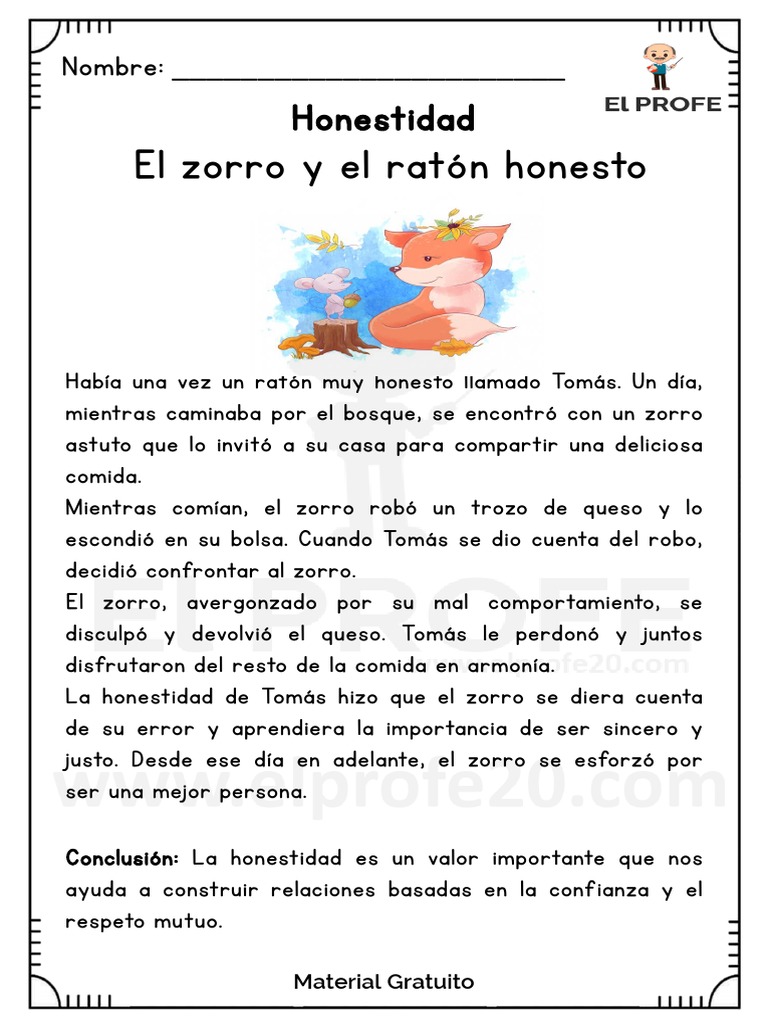 Cuadernillo Cuentos De Los Valores Elprofe20 Pdf Sabiduría Pollo