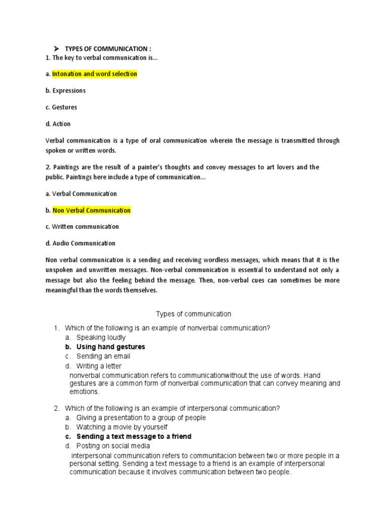 Types of Communication | PDF | Communication | Nonverbal Communication