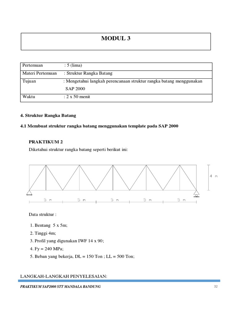 Pertemuan Ke-5 Materi Ke-2 (Struktur Rangka Batang) | PDF