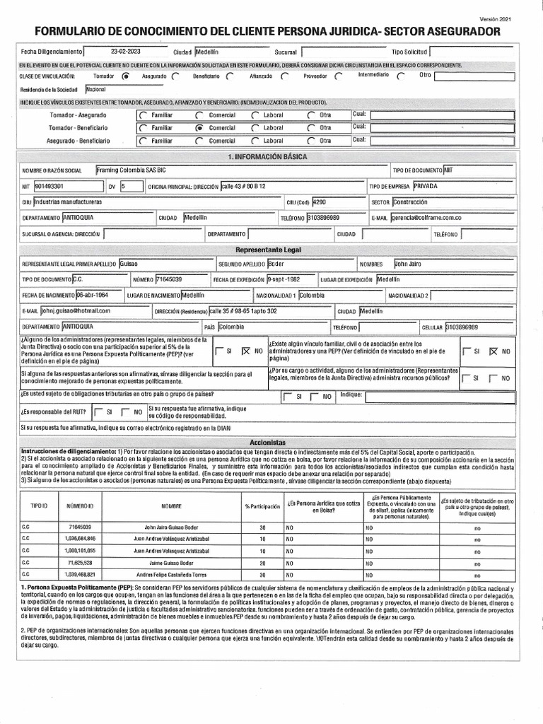 Formulario de Conocimiento Del Cliente | PDF