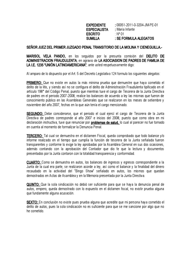 Alegatos La Molina | PDF | Fiscal | Justicia