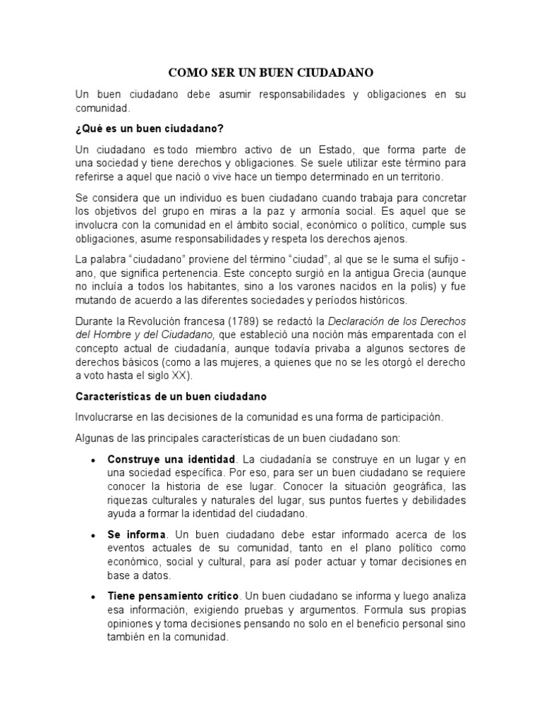 Como Ser Un Buen Ciudadano | PDF | Sociedad | Violencia