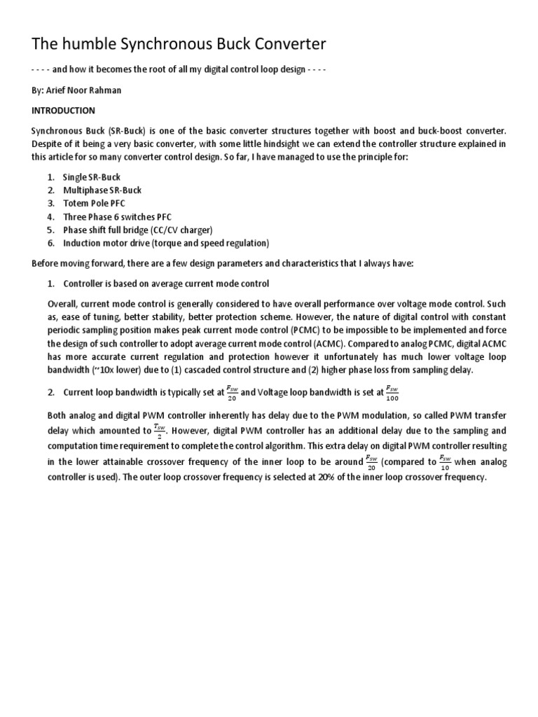 Digital Average Current Mode Control On Sr Buck Converter Pdf Electronic Circuits Control