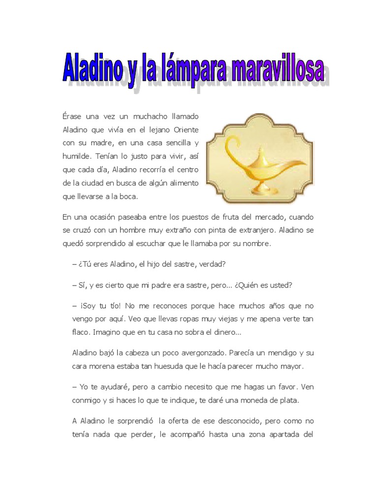 Aladino y la lámpara maravillosa | PDF | Genios