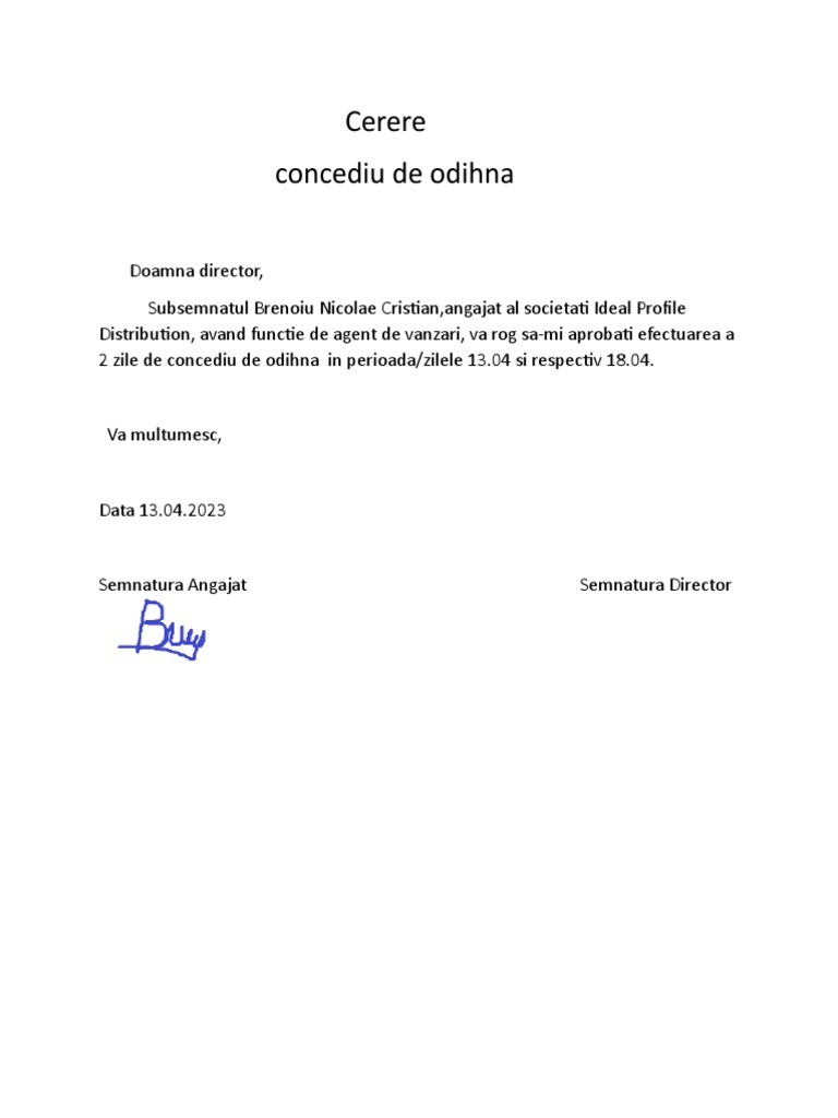 Cerere Concediu | PDF