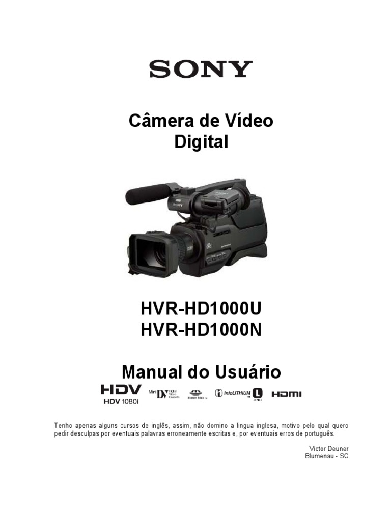 Manual HVR-HD1000U N | PDF | Câmera | Vídeo