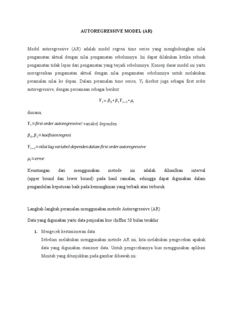 Model Autoregressive (AR) untuk Peramalan | PDF