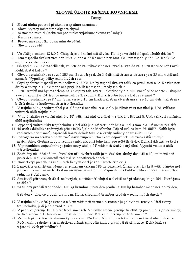 Slovní Úlohy 9. Ročník | PDF