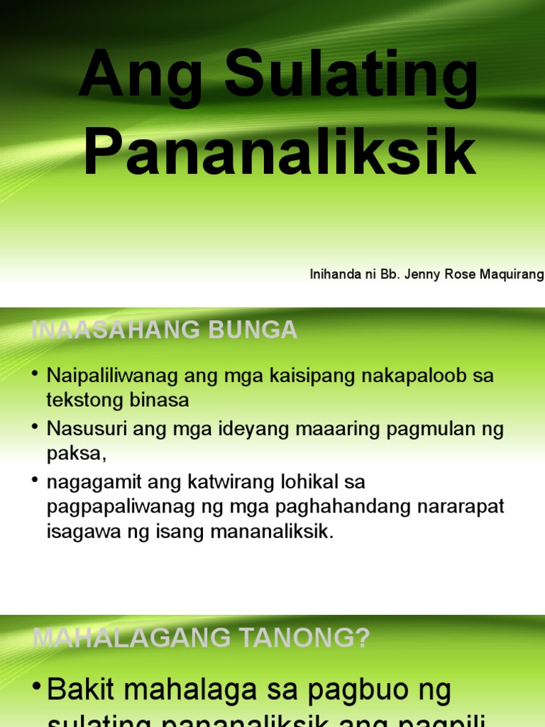 Ang Sulating Pananaliksik ARALIN 1 | PDF