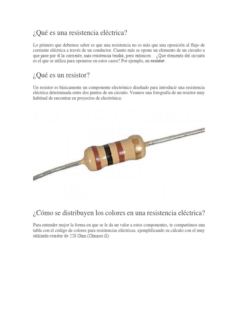 Qué Es Una Resistencia Eléctrica | PDF