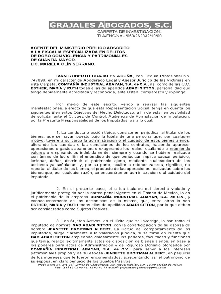 Administración Fraudulenta en Abayan S.A. | PDF | Justicia | Crimen y ...