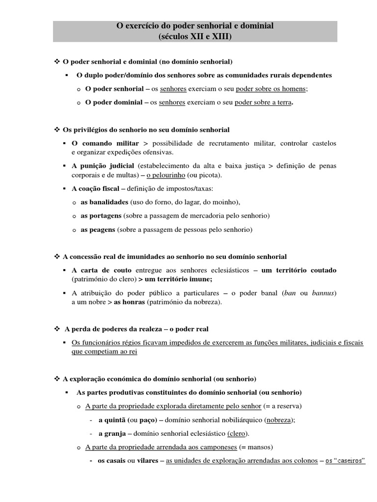 Poder Senhorial nos Séculos XII e XIII | PDF | Nobreza | Proprietário