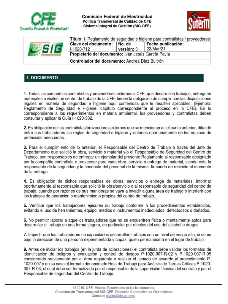 Reglamento de Seguridad para Proveedores | PDF | México