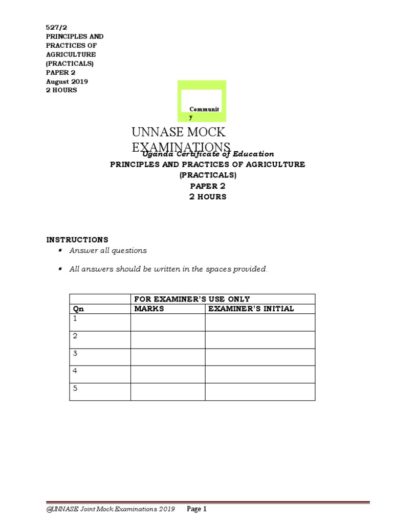 S.4 Agric Pp2 | PDF | Agriculture
