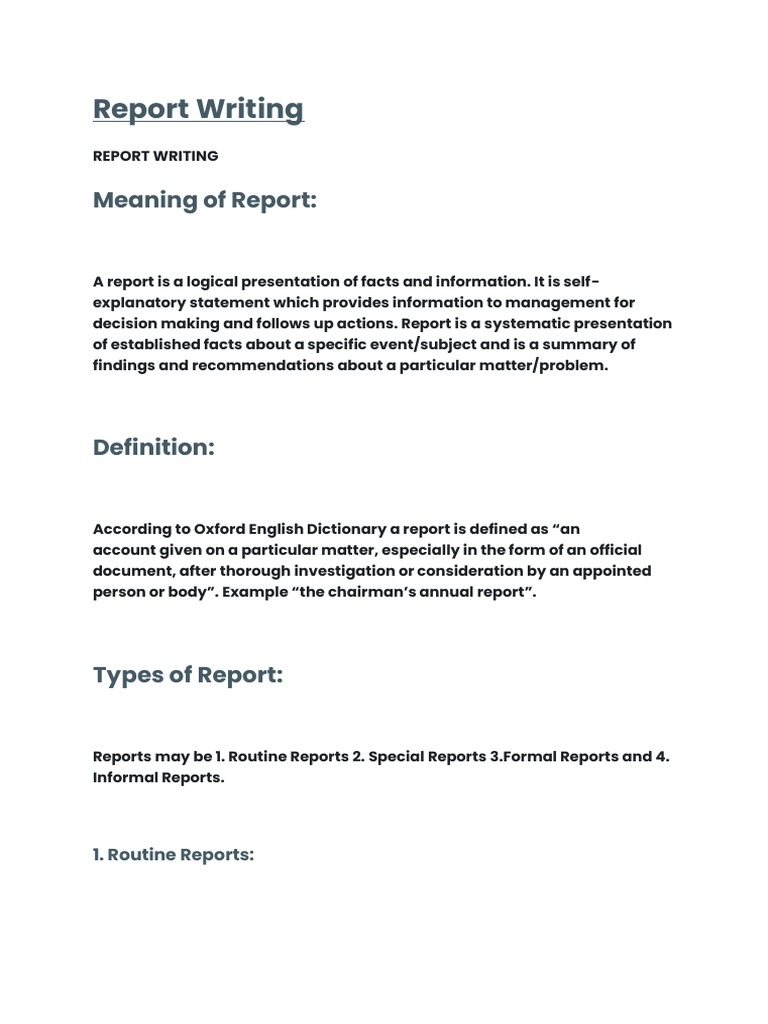 Report Writing | Download Free PDF | Information | Internal Audit