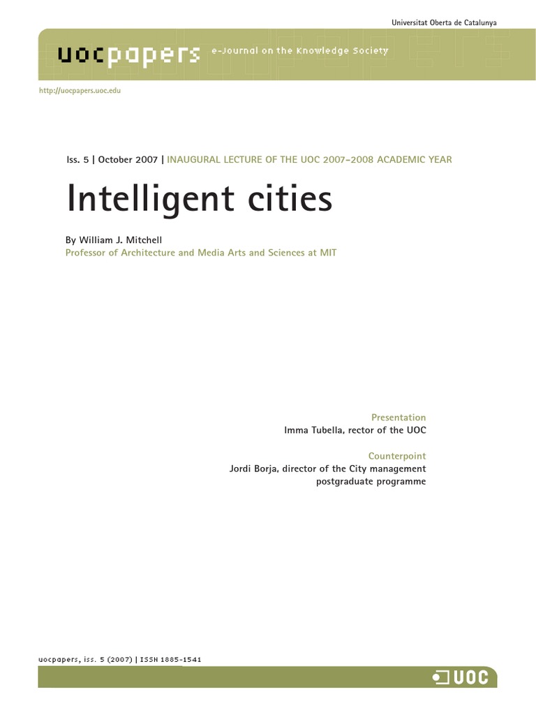 Mitchell W-J Mitchell - Intelligent Cities | PDF | Car | Internet